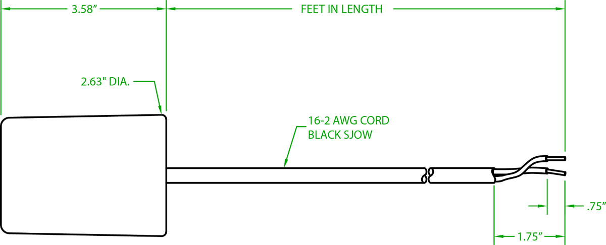 MDI Mercury (HG) Pump Duty Float Switch - 10 Ft. Cord – Septic Stop