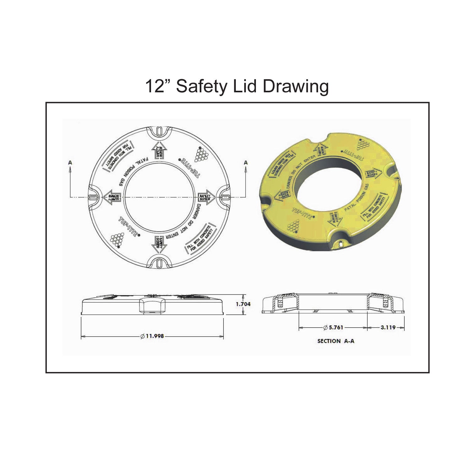 Tuf-Tite 12" Internal Safety Lid